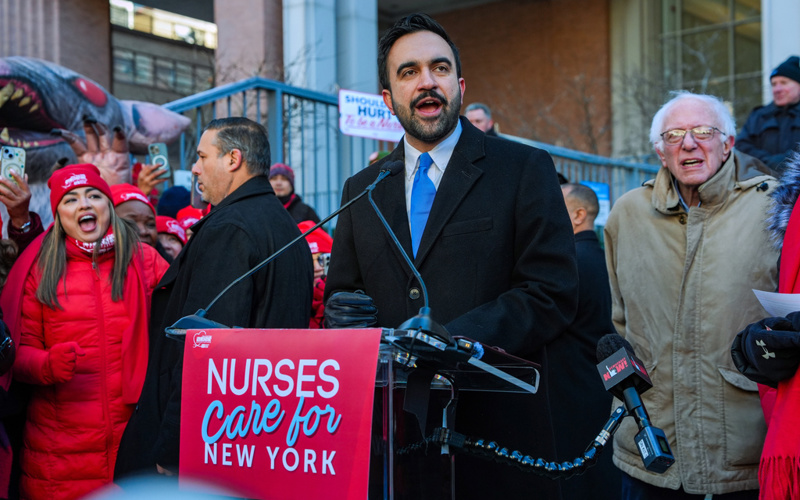 AFN - Mayor Mamdani and Senator Bernie Sanders rally with nurses on ...
